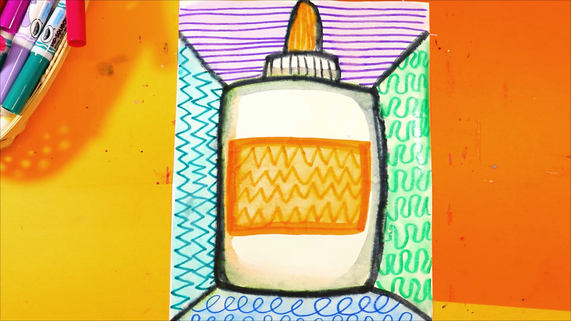 Back to School Art Lesson Idea: Glue Bottle Line Art with Felt Marker ...